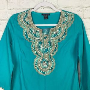 Boston Proper | Tops | Boston Proper Xs Gem Embellished Cotton Tunic ...